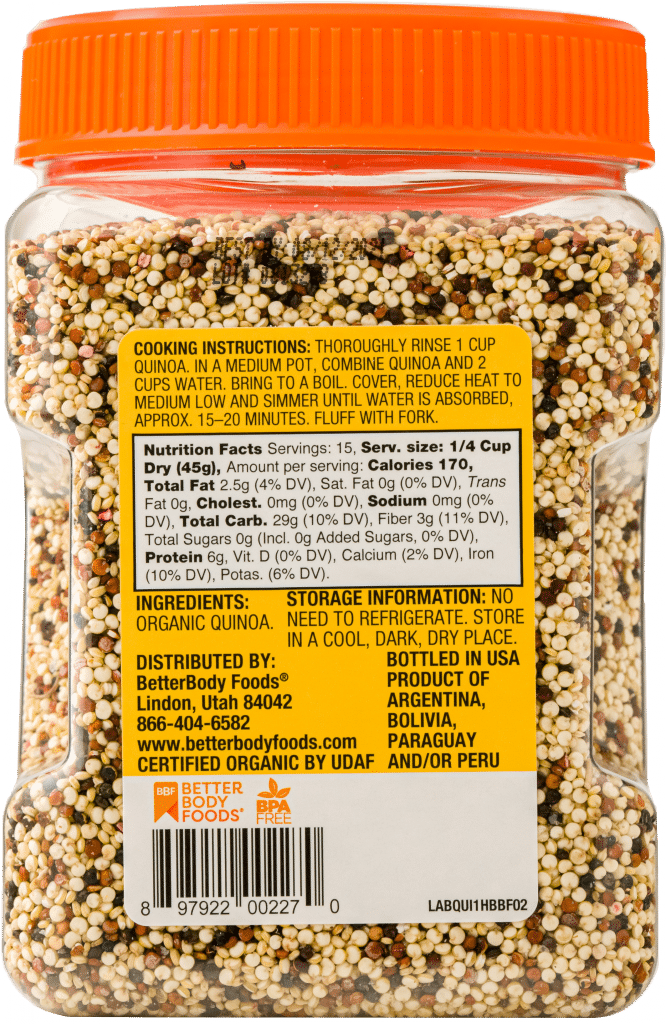 Organic Quinoa - 3 lb Jar | BetterBody Foods